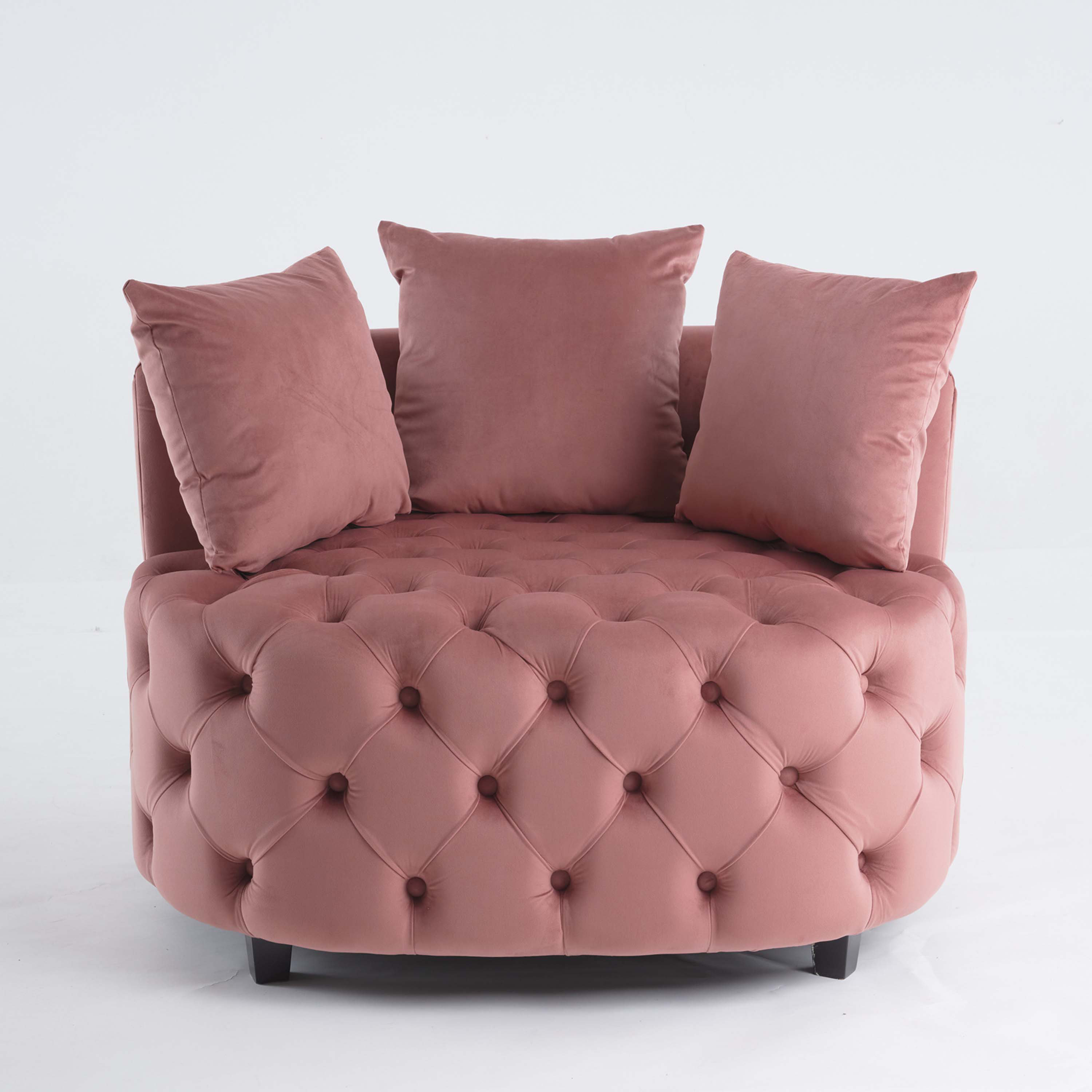 House of Hampton Furniture Accent Chair Classical Barrel Chair for living room Modern Leisure Sofa Chair Pink Wayfair